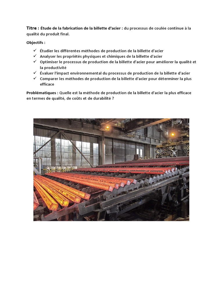 Étude de La Fabrication de La Billette D'acier | PDF | Maison et jardin