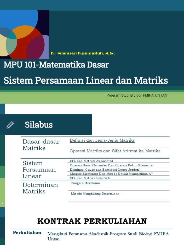 SPL dan Matriks dalam Matematika Dasar | PDF