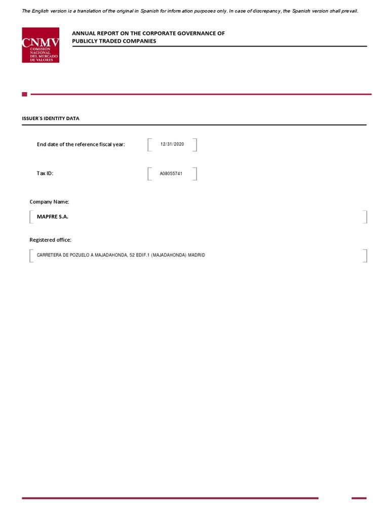 Corporate Governance Annual Report 2020 | PDF | Stocks | Board Of Directors