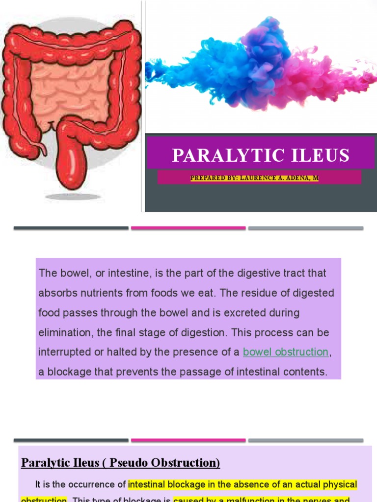 Paralytic Ileus: Prepared By: Laurence A. Adena, Man | PDF | Coeliac ...