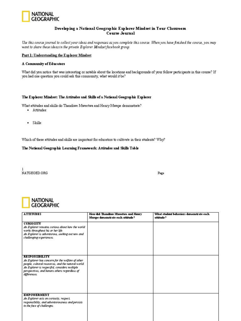 Explorer Mindset Course Journal | PDF | Mindset | Teachers
