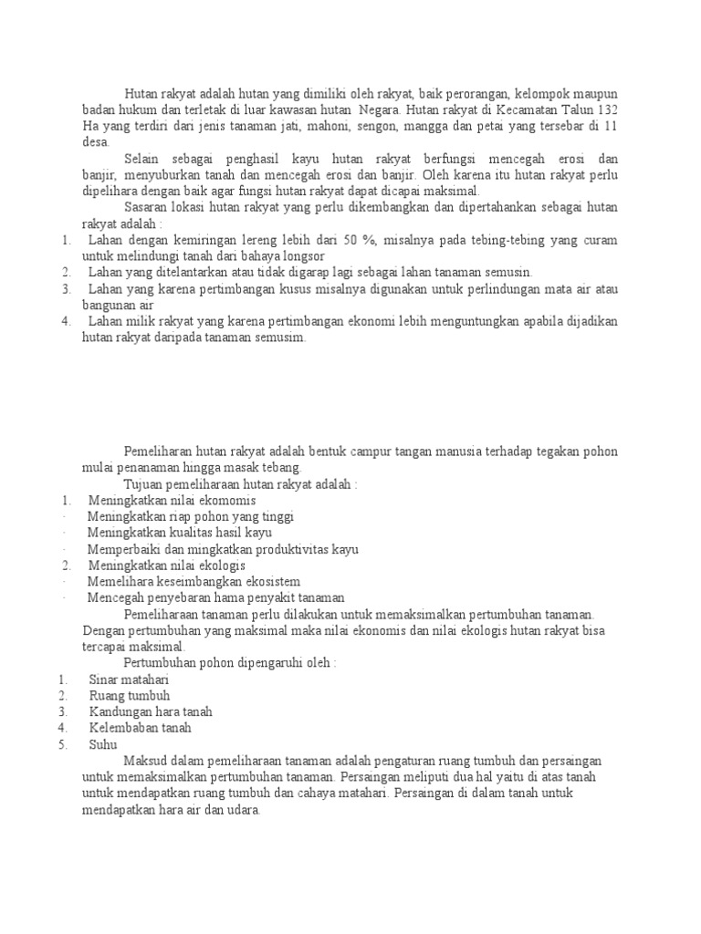 Pemeliharaan Hutan Rakyat | PDF