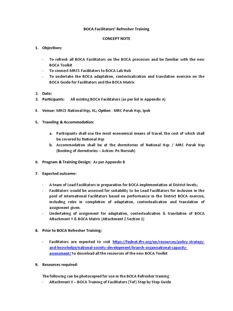 BOCA Refresher Training Concept Note (00000002) | PDF | Office Equipment