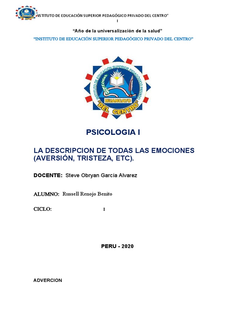 Aversión y tristeza: Descripción emocional | PDF | Cerebro | Comportamiento