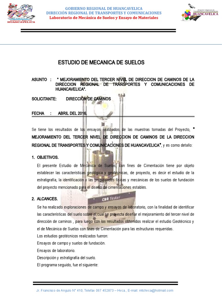 Estudio de Mecanica de Suelos Pilchaca Listo para Imprimir | Descargar gratis PDF | Mecánica de ...