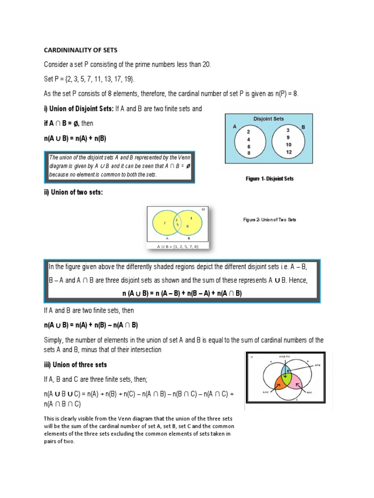 Handout On Cardinality | PDF | Set (Mathematics) | Mathematical Concepts