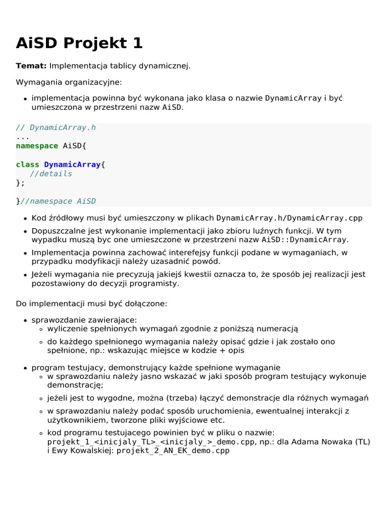 AiSD Lab 2 PROJECT 1 | PDF