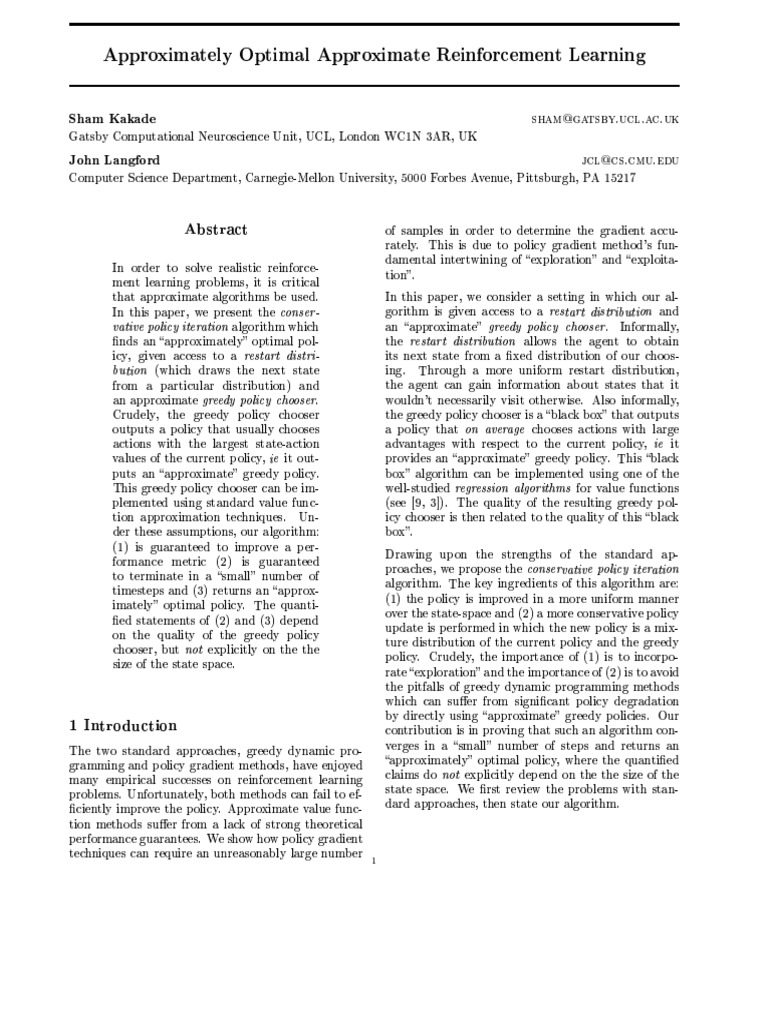 Approximately Optimal Approximate Reinforcement Learning Pdf
