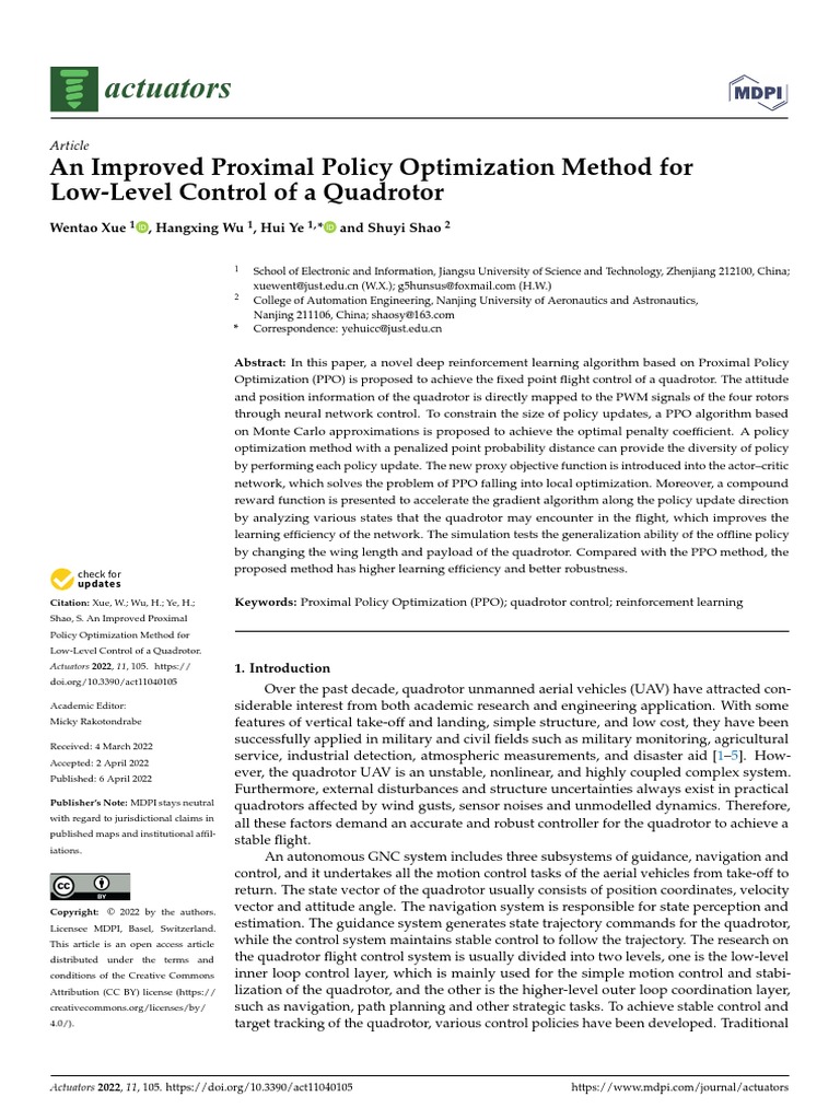 An Improved Proximal Policy Optimization Method For Pdf Control Theory Mathematical