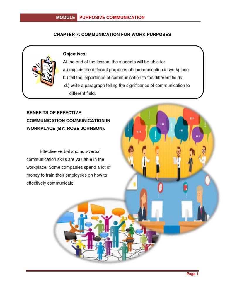 Chapter 7: Communication For Work Purposes | Download Free PDF ...