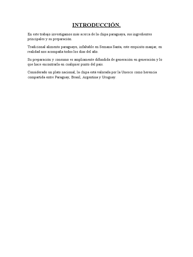 Historia y preparación de la chipa paraguaya | PDF | Cocinando | Cocina ...