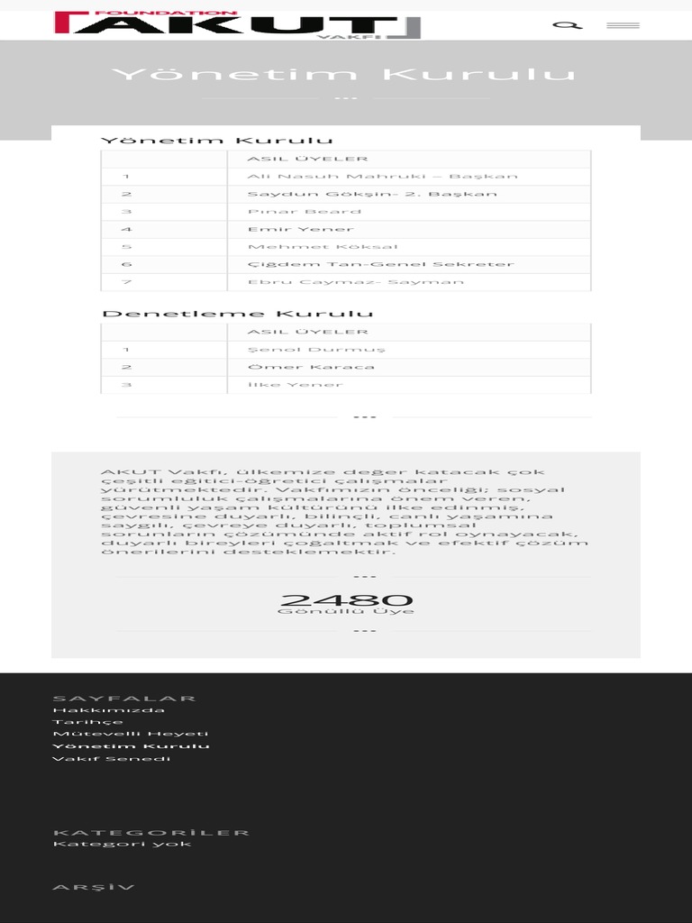 Yönetim Kurulu - AKUT Vakfı | PDF