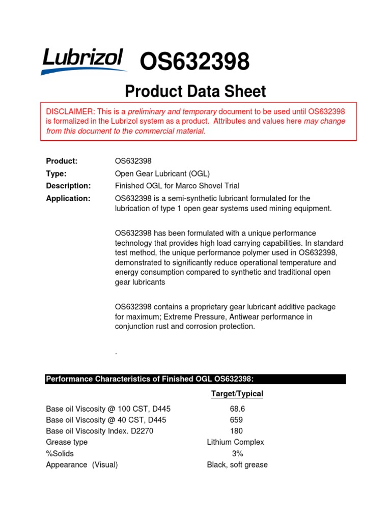 Product Data Sheet | PDF | Lubricant | Viscosity