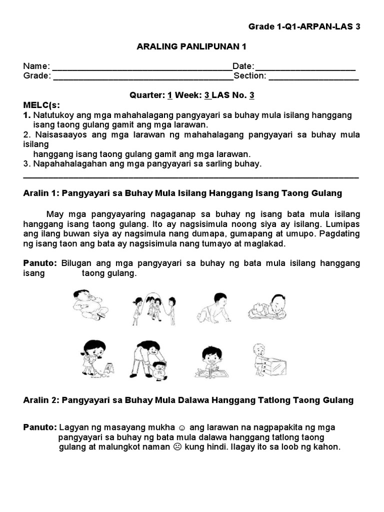 Grade 1-Q1-ARPAN-LAS-Week-3 | PDF