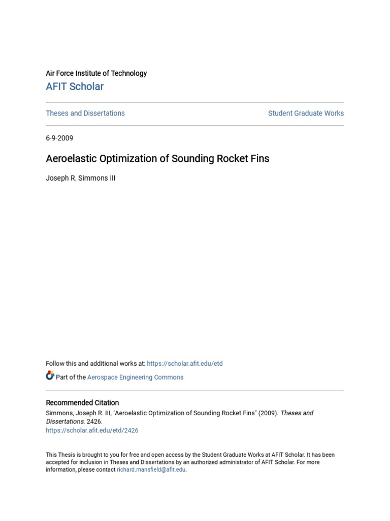Aeroelastic Optimization of Sounding Rocket Fins Using Multidisciplinary Design Tools | PDF ...