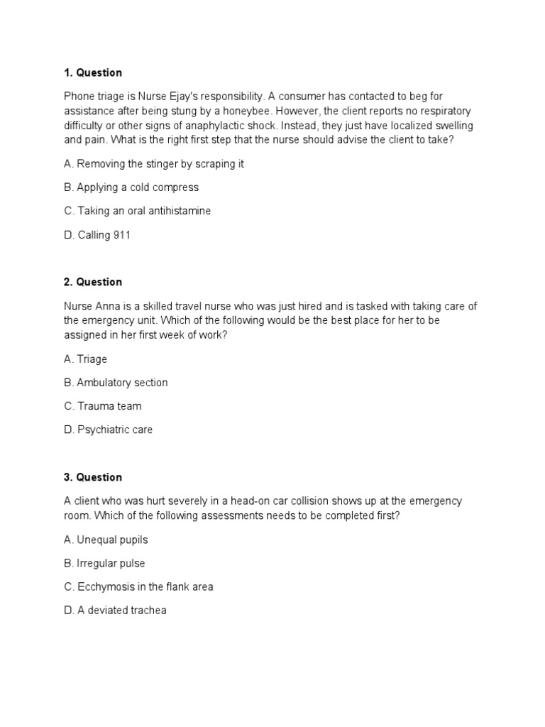 Quiz 1 | PDF | Emergency Department | Nursing