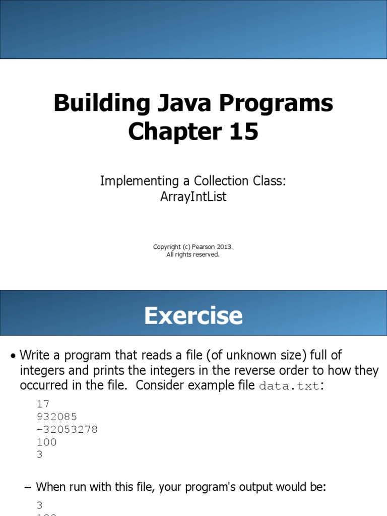 Building Java Programs: Implementing A Collection Class: Arrayintlist ... Building Java Programs: Implementing A Collection Class: Arrayintlist ...