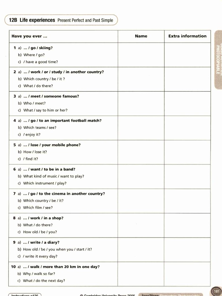 Life Experiences PRESENT PERFECT (F2F) | PDF