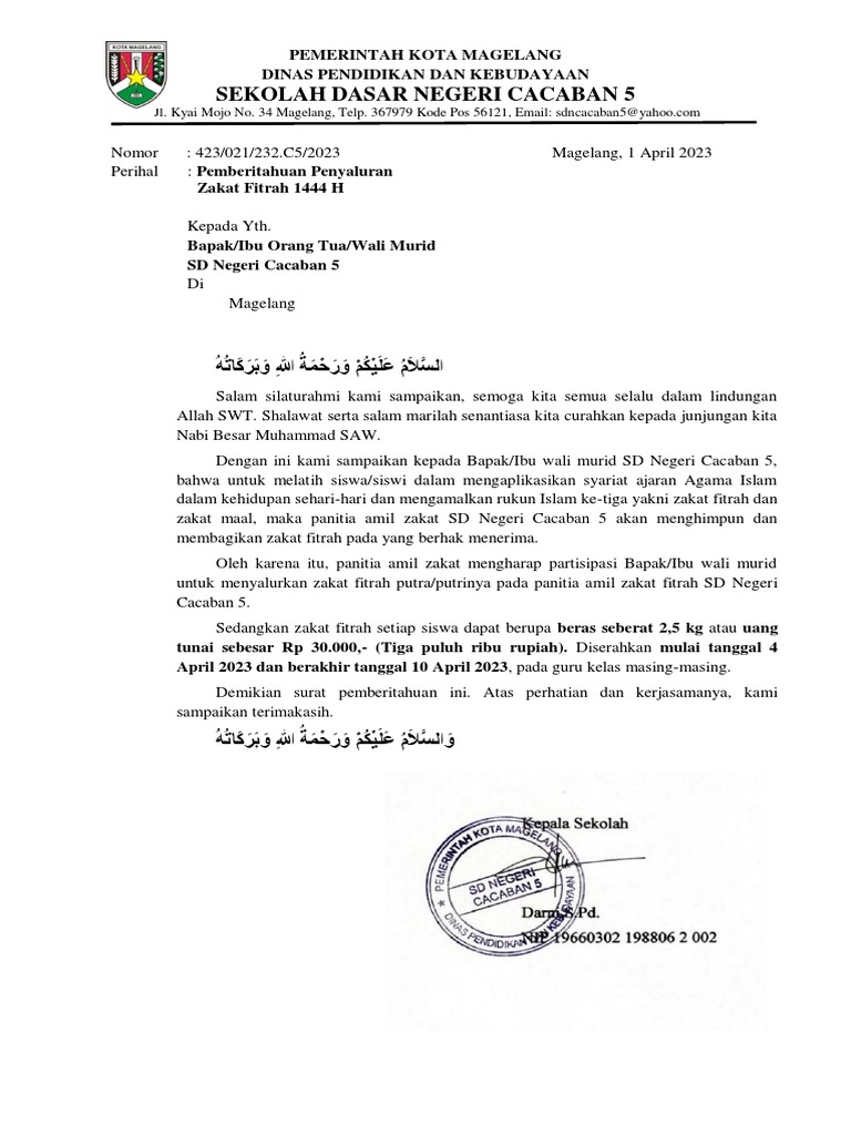 Surat Edaran Zakat Fitrah | PDF