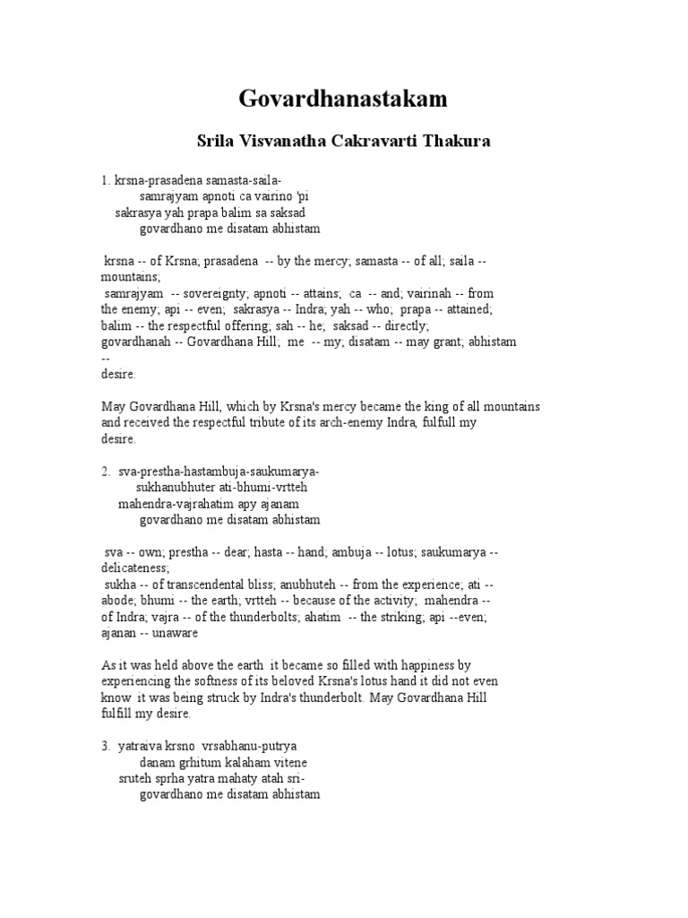 Prayers To Govardhana Hill | PDF | Krishna | Hinduism