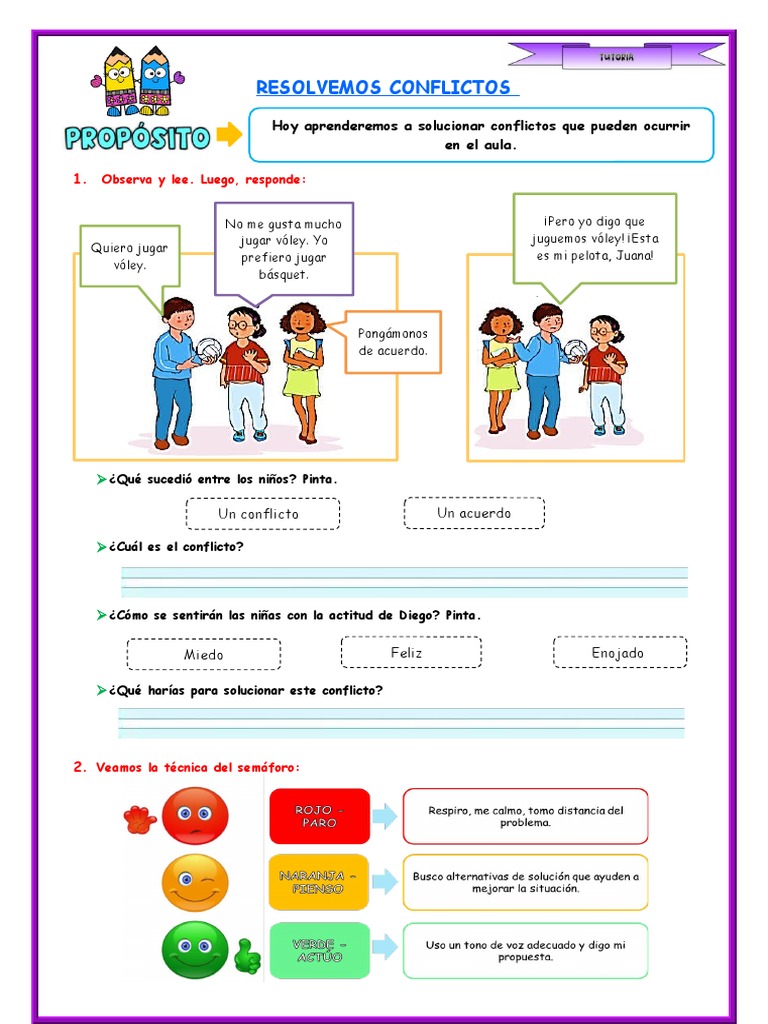 E1 S3 Ficha D5 Tutoria Resolvemos Conflictos. | PDF