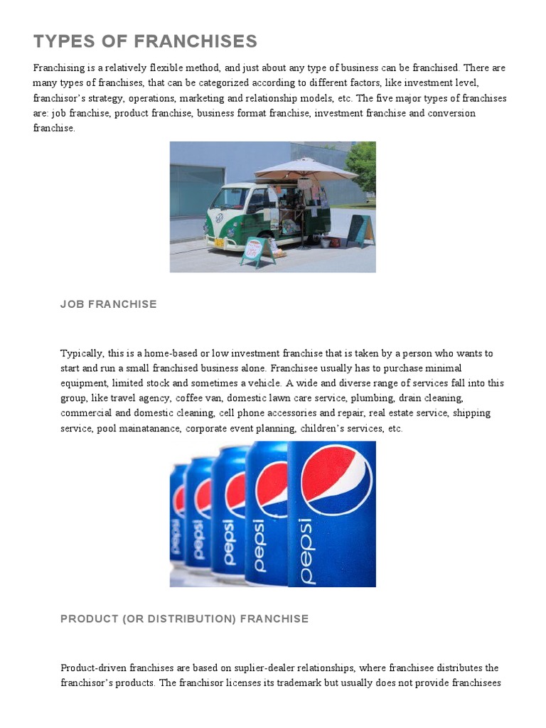 Types of Franchises: Job Franchise | PDF | Franchising | Economies