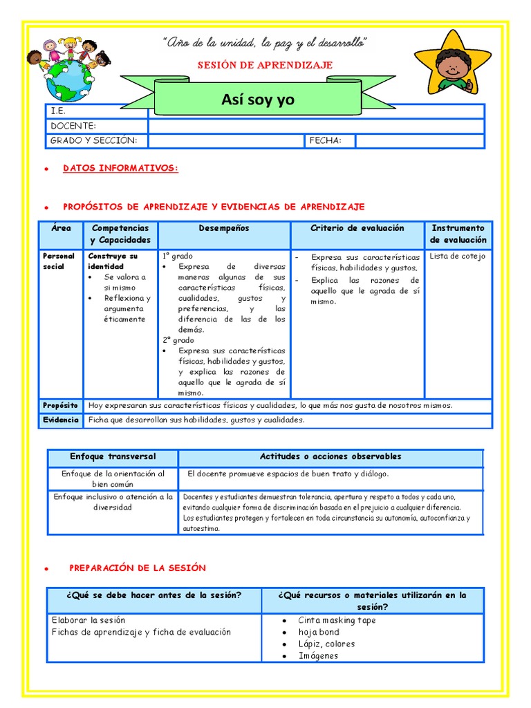 Iii-E1 S3 Sesion D1 PS Asi Soy Yo. | PDF | Evaluación | Aprendizaje