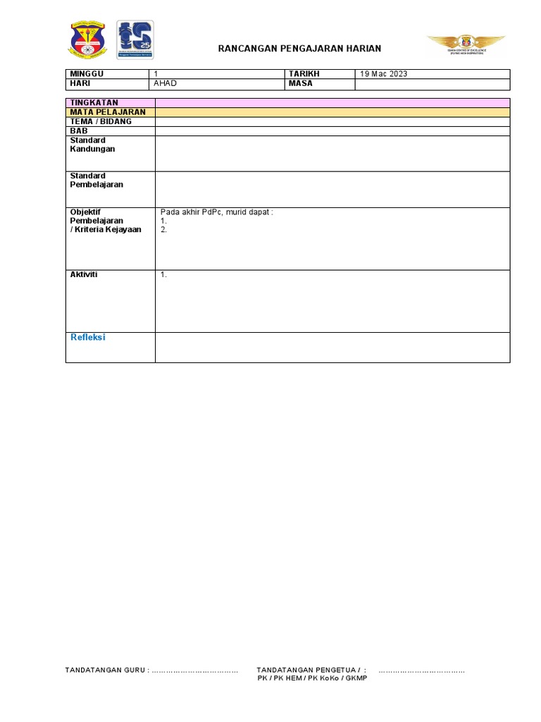 Templat RPH SDARA Sesi 2023-2024 | PDF