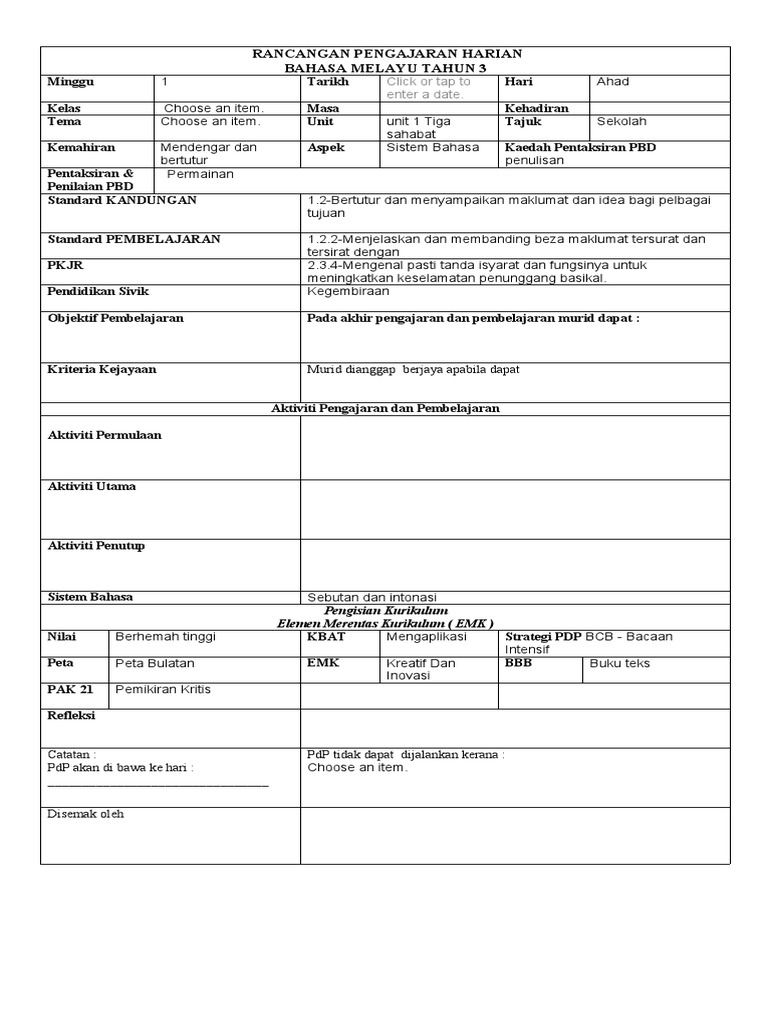 RPH BM THN 3 2023 | PDF