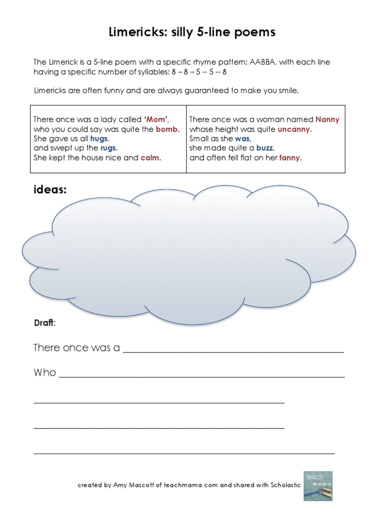 Writing Limericks Fill in Printable | PDF