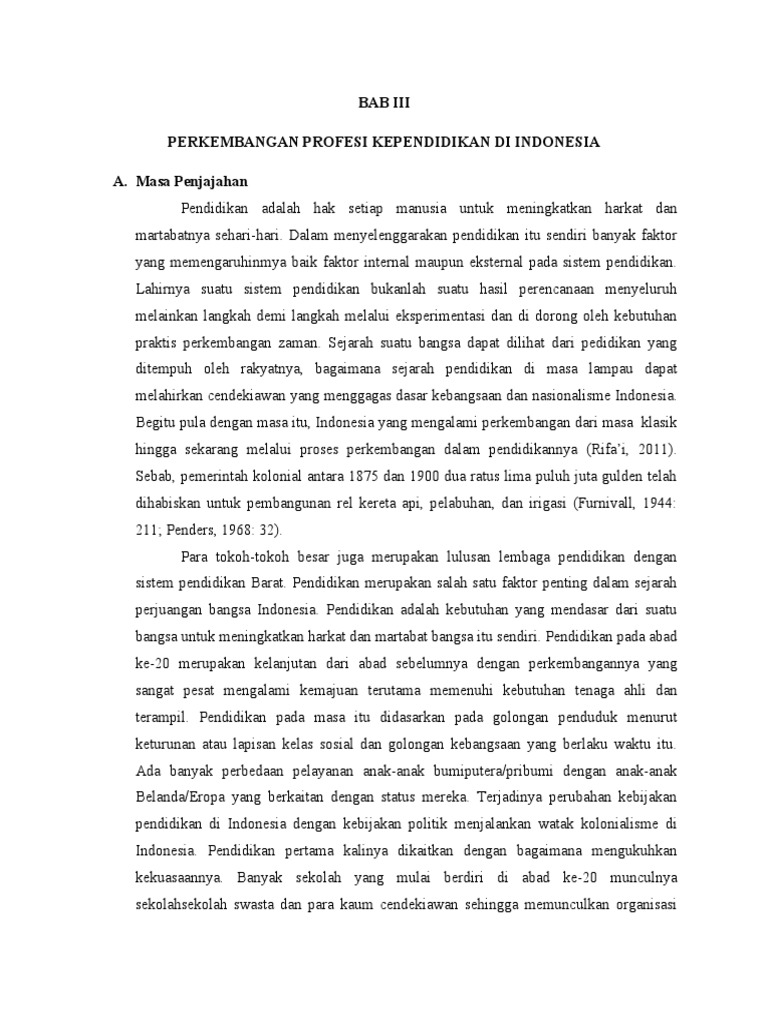 Perkembangan Profesi Kependidikan Di Indonesia | PDF