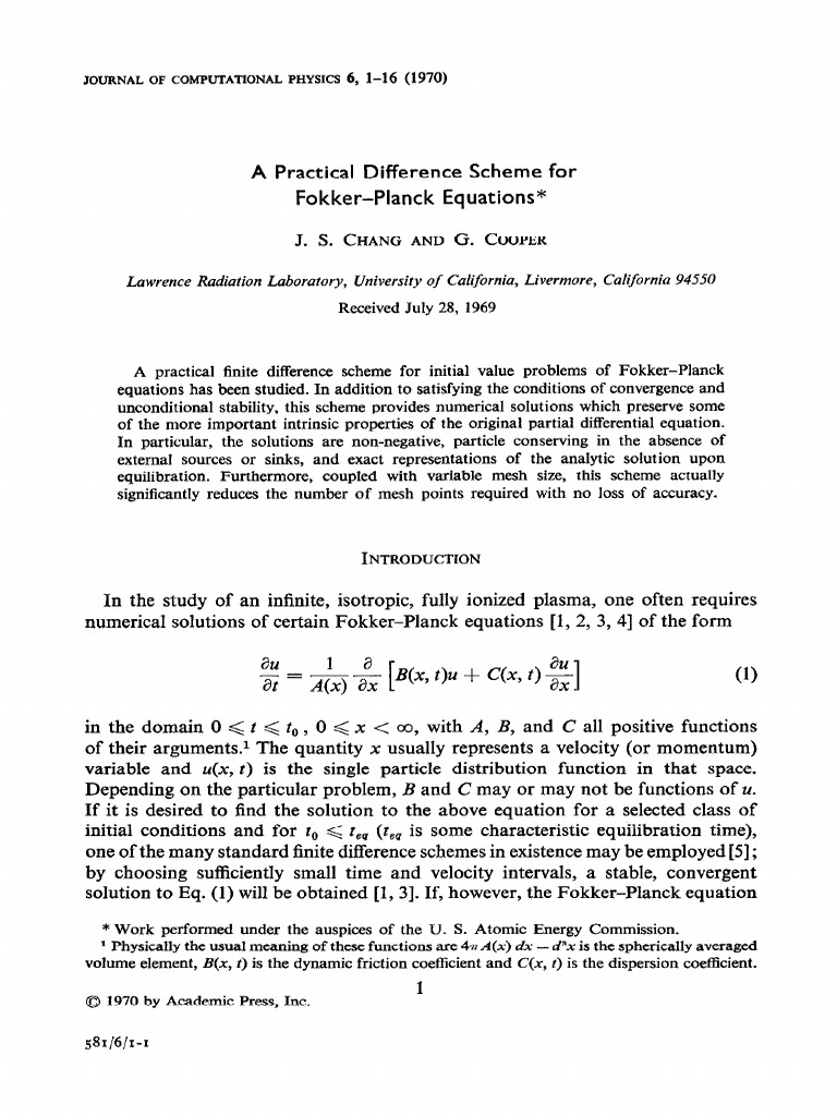 Chang and Cooper | PDF | Equations | Partial Differential Equation