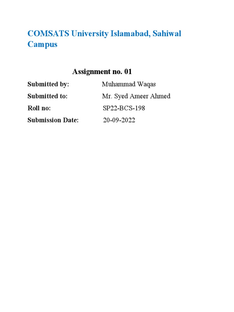 Assignment No 1 (Programing Fundamental) | PDF | Computer Programming ...