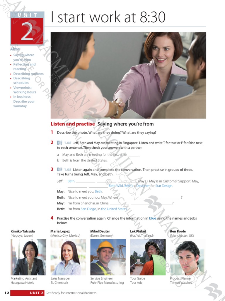 Students Book 1 Unit 2 | PDF | Workweek And Weekend