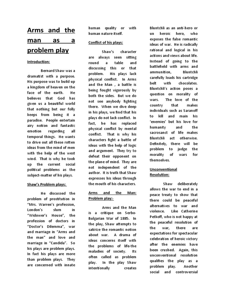 Arms and The Man As A Problem Play | PDF