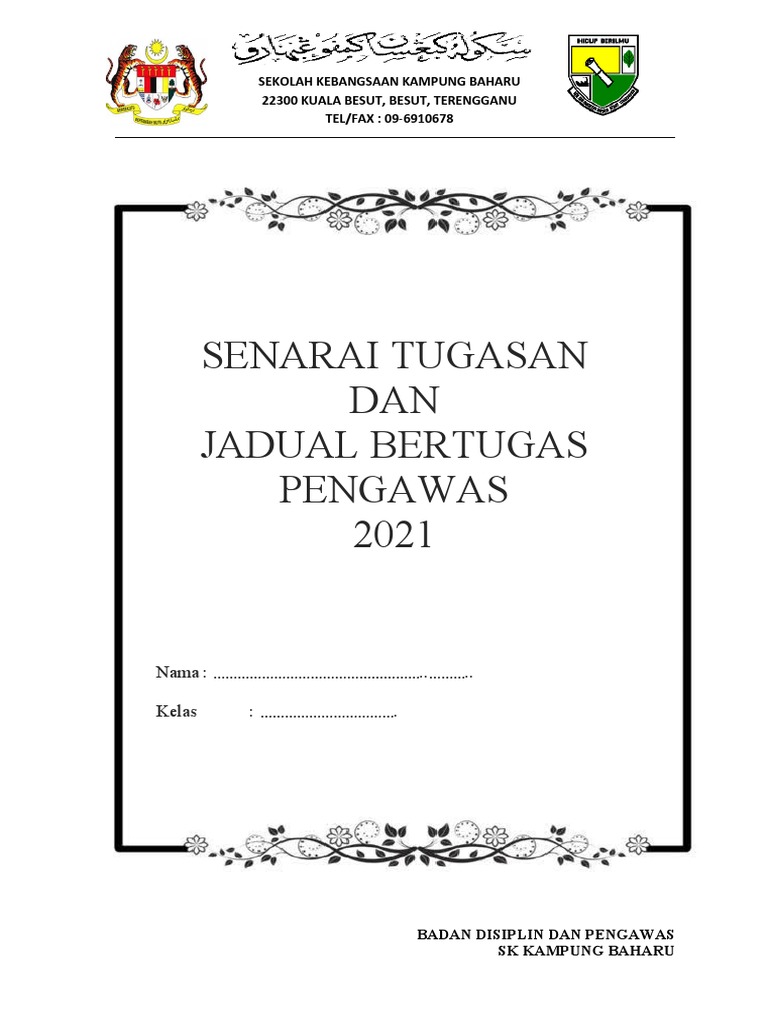 Cover Senarai Tugasan Dan Jadual Bertugas Pengawas | PDF