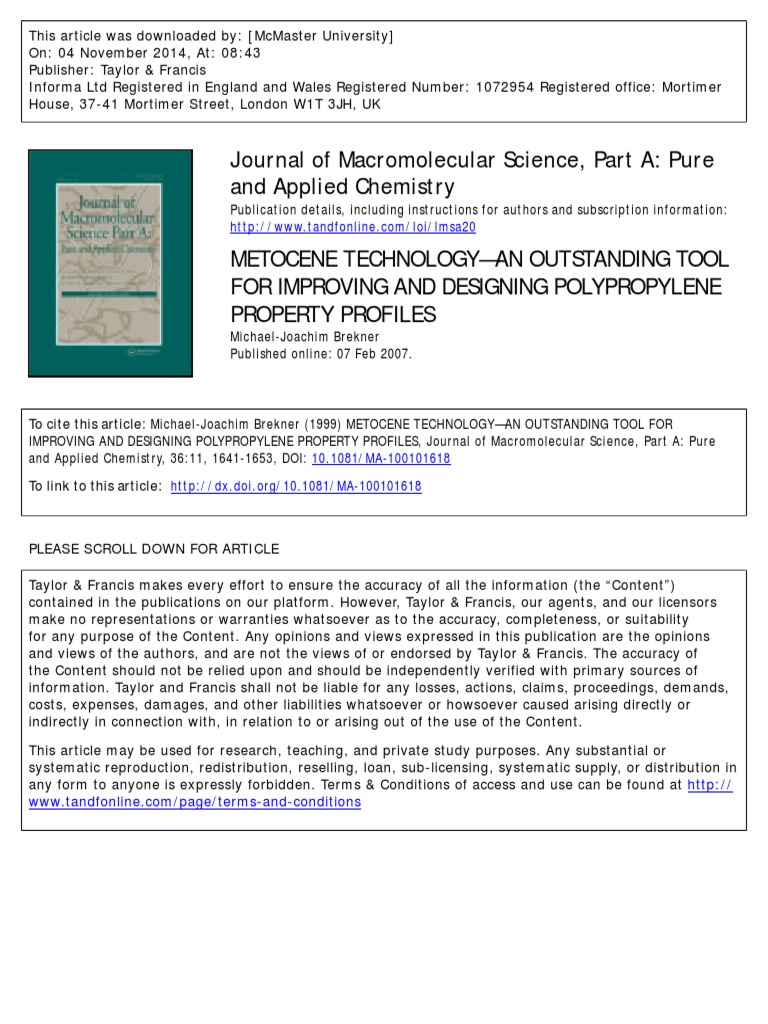 Metocene Technology | PDF | Polymers | Polystyrene