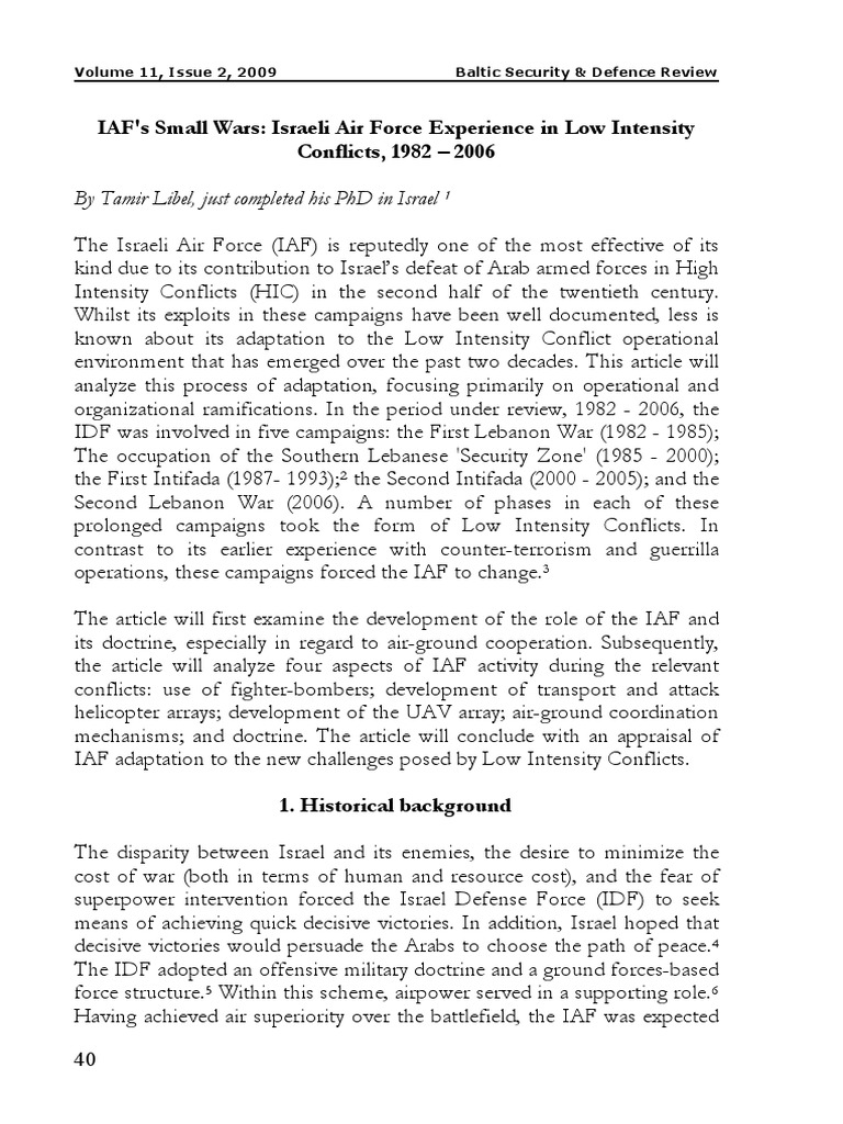 IAF's Small Wars: Israeli Air Force Experience in Low Intensity Conflicts, 1982 - 2006 | PDF ...