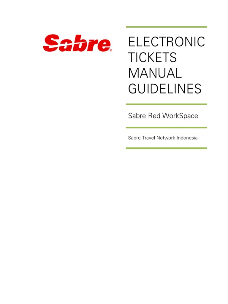Electronic Ticket Sabre Fares Ticketing Guide | PDF | Written ...