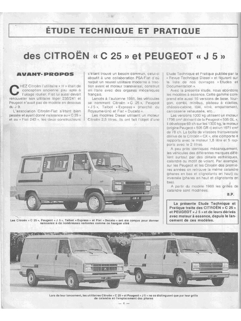 RTA Peugeot J5 Citroen C25 essence rta | PDF