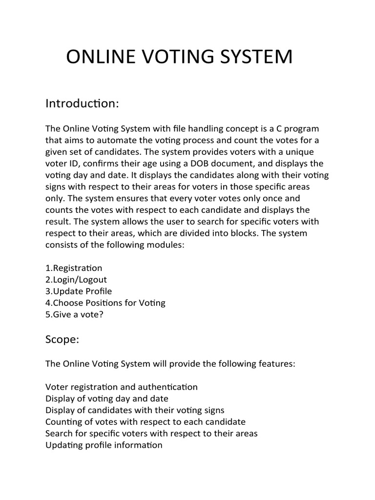 Online Voting System: Scope | PDF | User (Computing) | Electronic Voting
