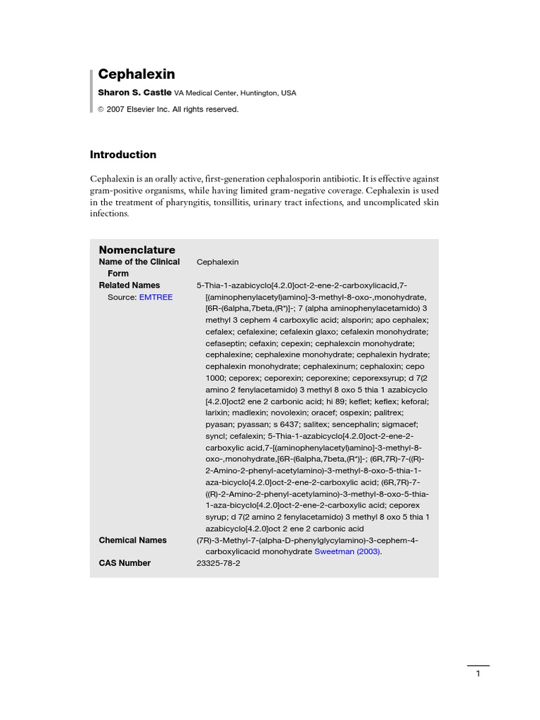 Cephalexin: Uses and Dosage Guide | PDF | Pharmacology | Drugs
