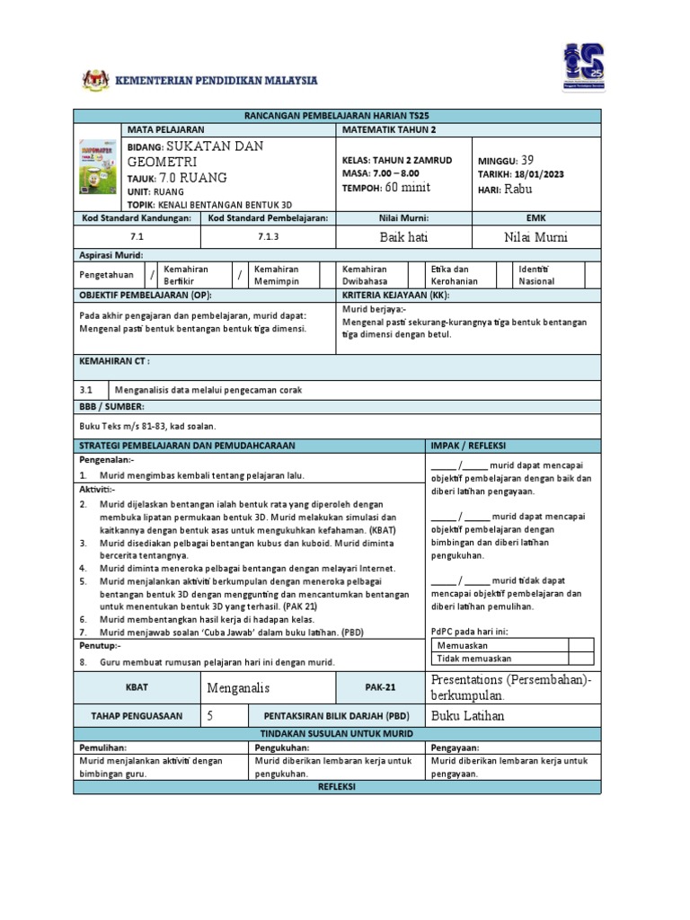 RPH TMK Tahap 1 | PDF