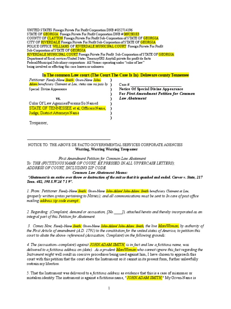 3 Abatement For Court Action Citizen - 093917 | PDF | Notary Public ...