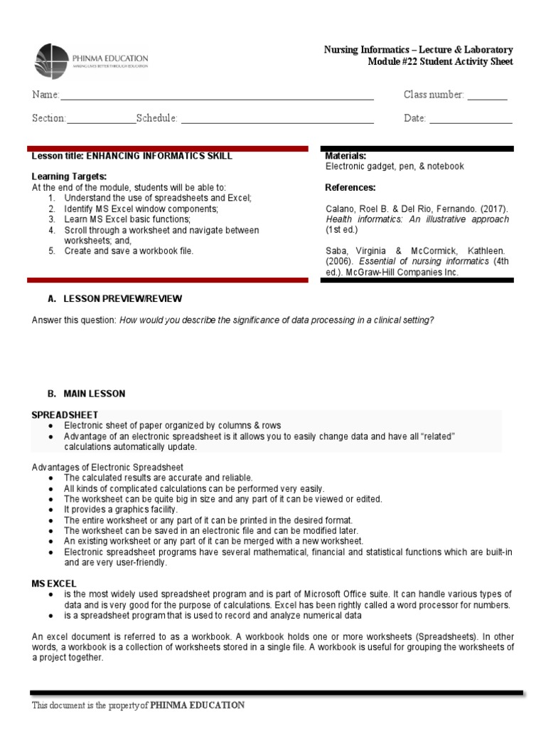 Jonah-Marindoque-Balicoco-SAS-22-Nursing-Informatics FINAL | PDF | Microsoft Excel | Spreadsheet