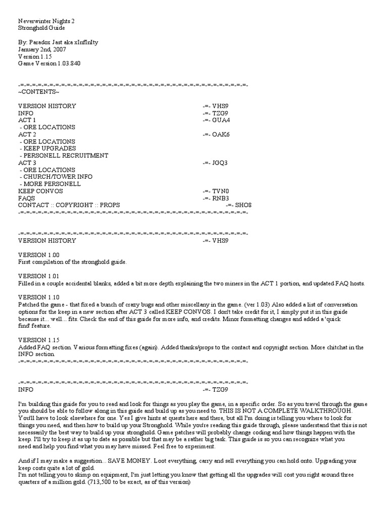 Neverwinter Nights 2 Guida Breve | PDF