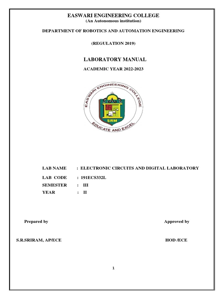 Electronic CKT and Dig Lab Manual | PDF | P–N Junction | Logic Gate