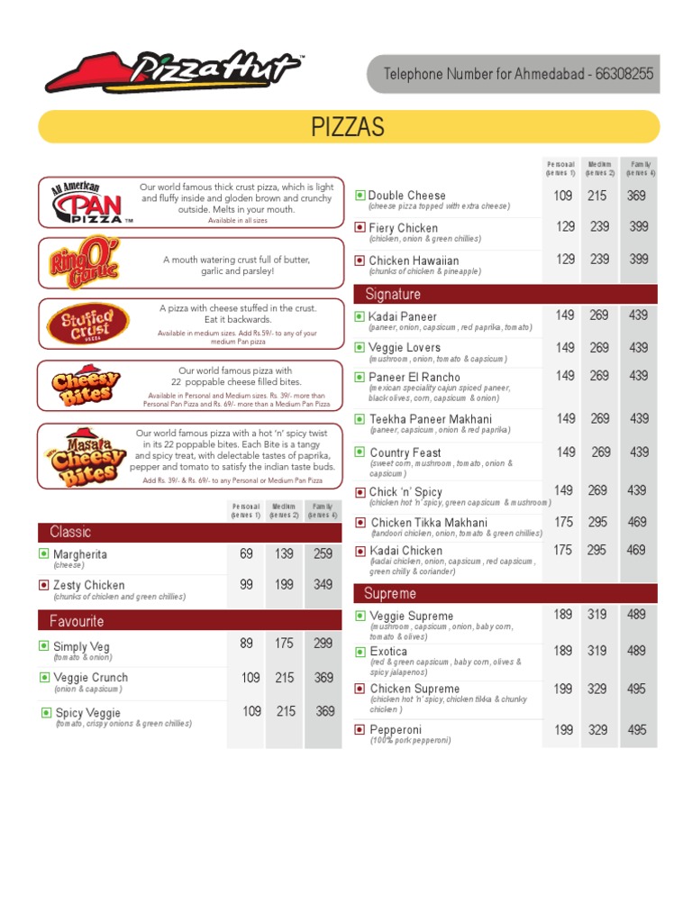 Pizza hut menu pdf store