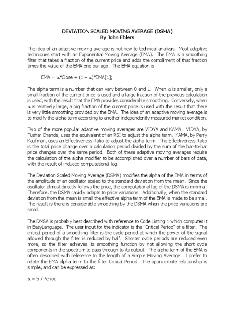 Deviation Scaled Moving Average | PDF | Sampling (Signal Processing) | Moving Average