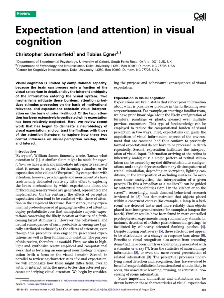 Expectation (And Attention) in Visual Cognition: Christopher ...